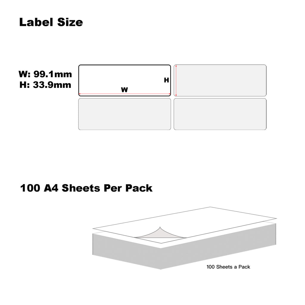 A4 Format Rectangle Labels 99.1 x 34mm 16 Labels Per Sheet-100 Sheets ...