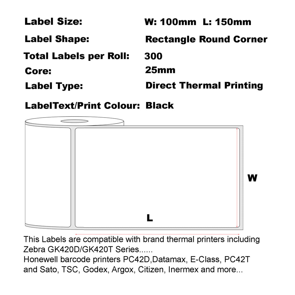Direct Thermal Labels 100 x 150mm (4"x6") 300 Label Per Roll – Blumax
