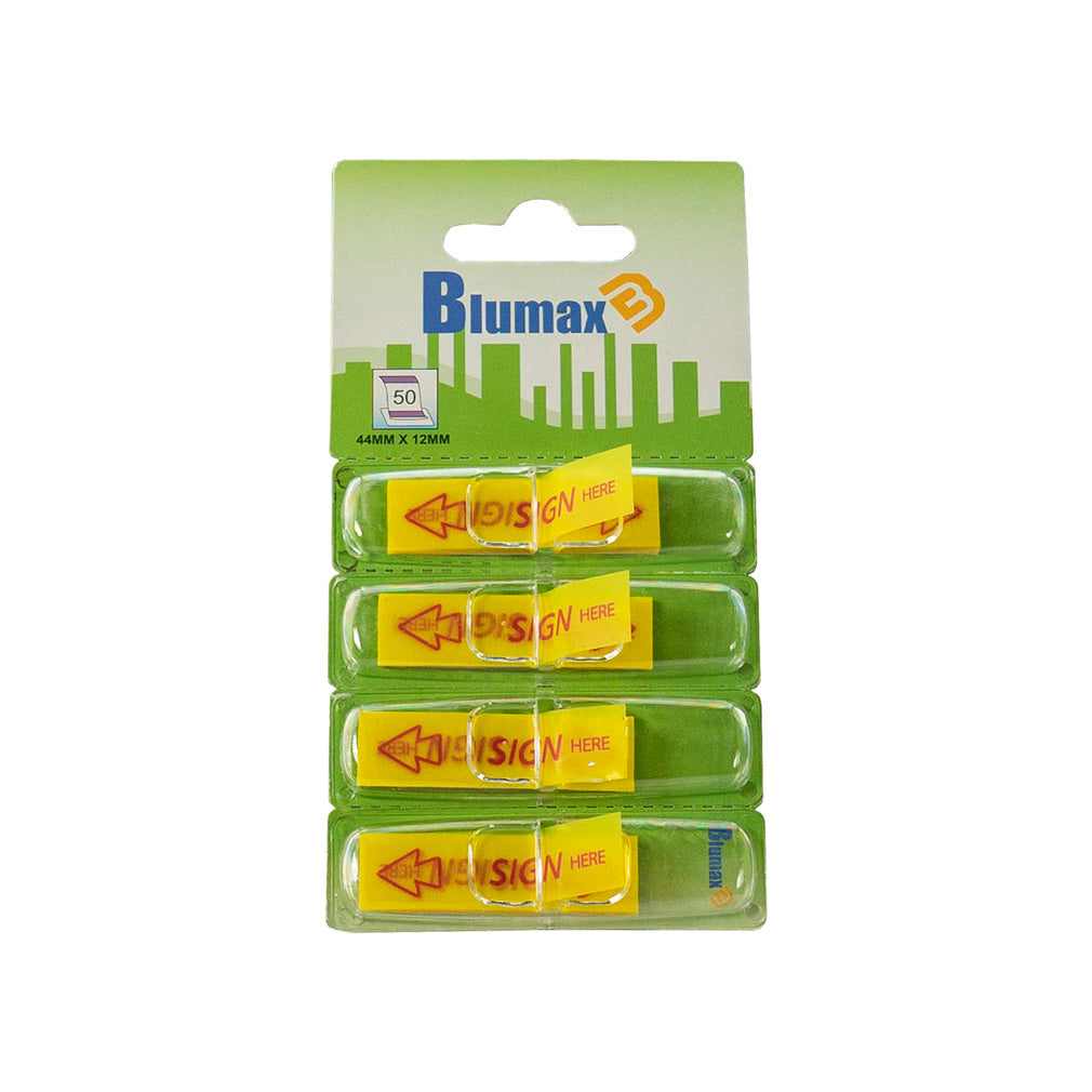 Essential Blumax Mini Sign Here Flags and Dispensers-25 Sheets/Dispenser